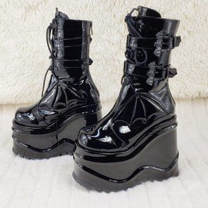 Demonia | Shoes | Wave Bat Wing 6 Wedge Platform Mid Calf Punk Goth ...
